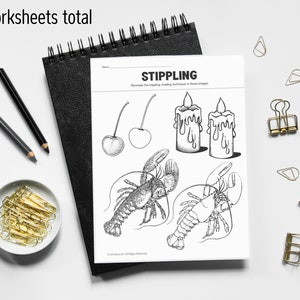 Ink Shading Drawing Worksheets to Practice Stippling, Hatching, and ...