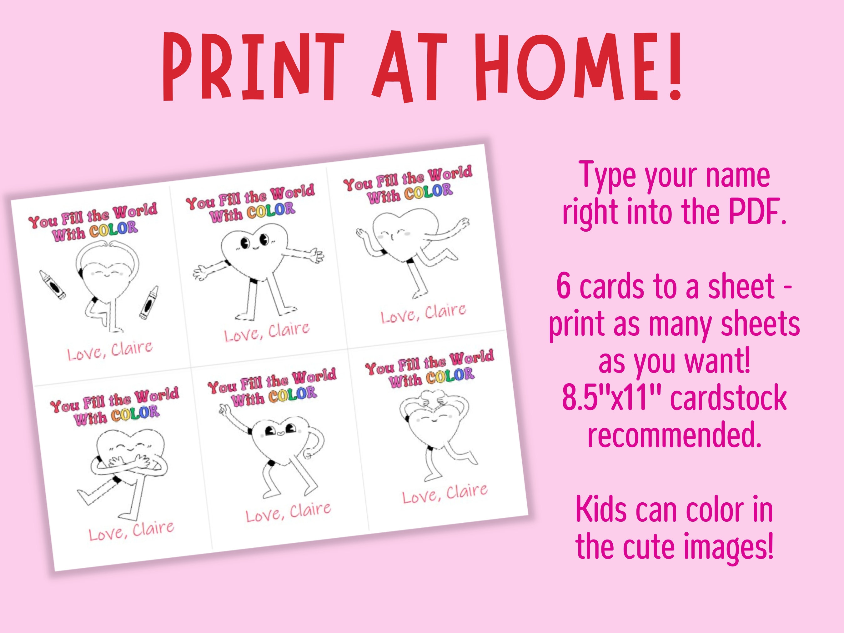Crayon Valentine Printable Gift Tag - Retro Valentine Cards for Heart ...