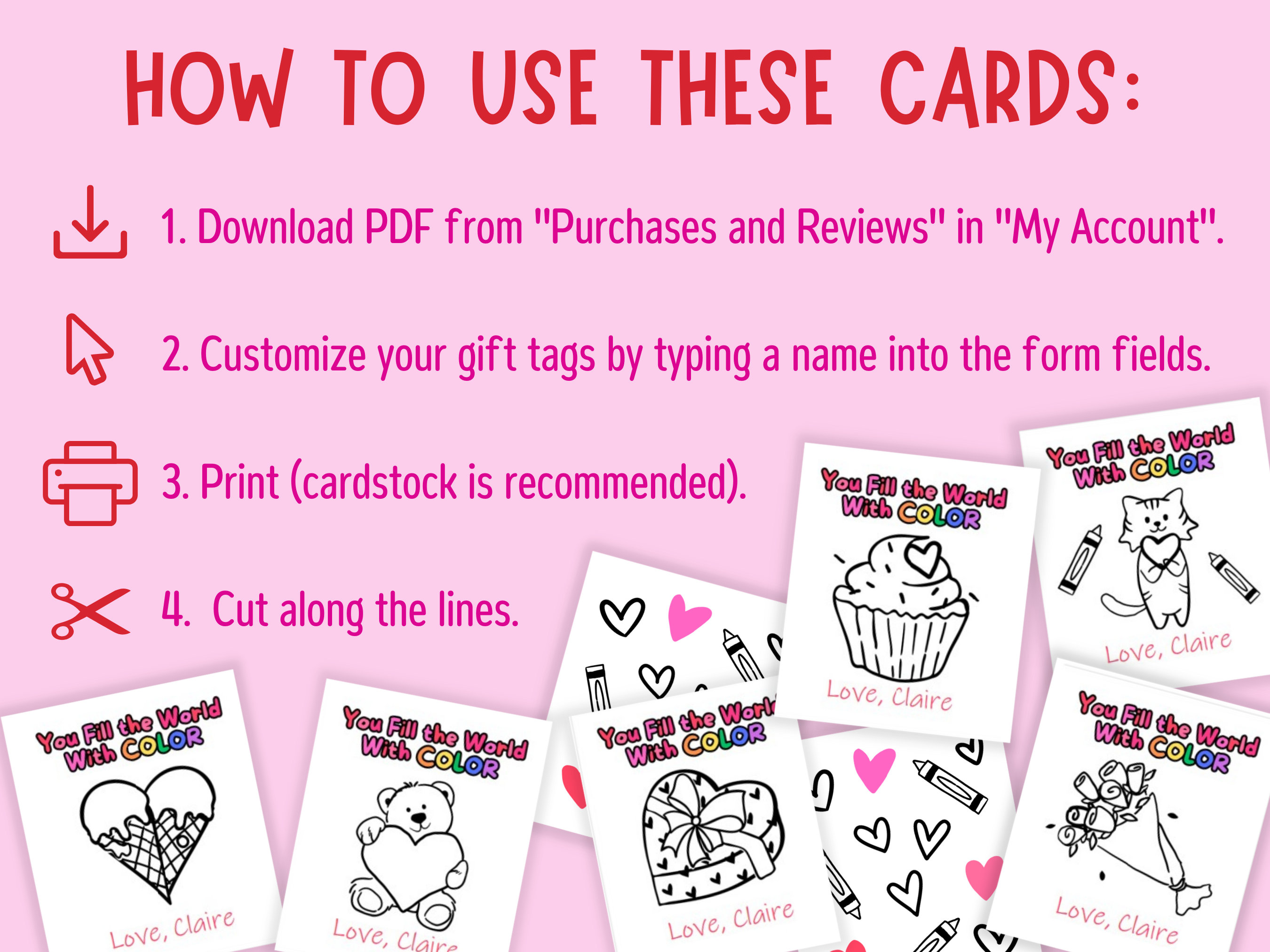 Crayon Valentine Printable Gift Tag Valentine Cards for Heart Crayons ...