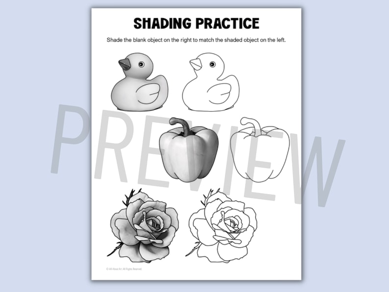 Shading Worksheets and Handouts to Explore Value and Gradation in Art - Etsy