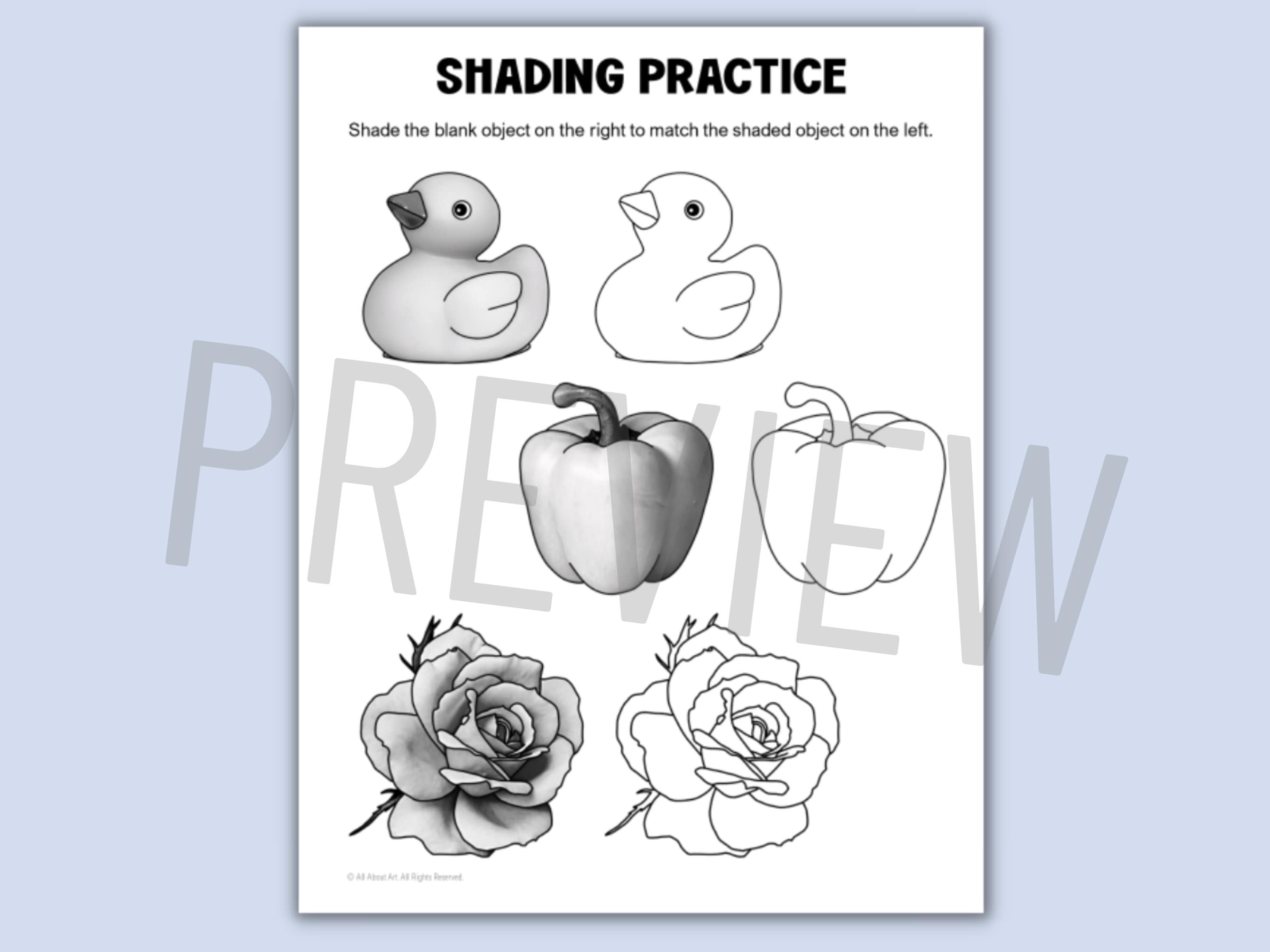 Shading Worksheets and Handouts to Explore Value and Gradation in Art ...