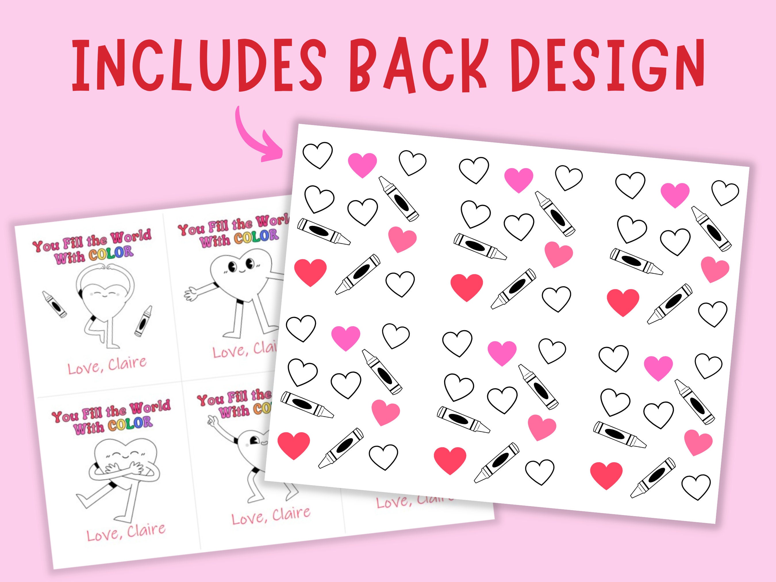 Crayon Valentine Printable Gift Tag - Retro Valentine Cards for Heart ...