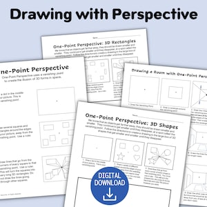 One Point Perspective Drawing Tutorial Printable Worksheets - Etsy