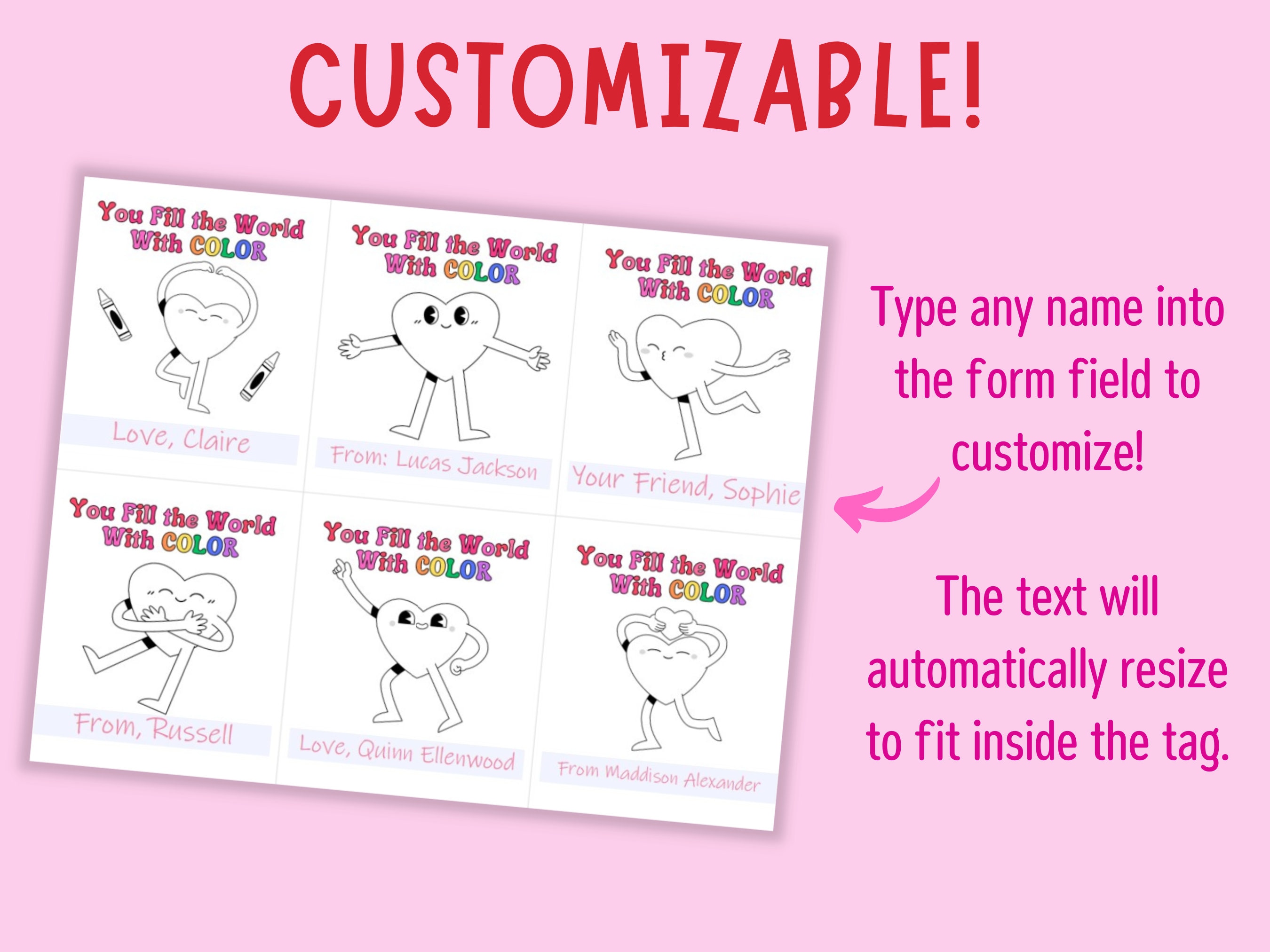 Crayon Valentine Printable Gift Tag - Retro Valentine Cards for Heart ...