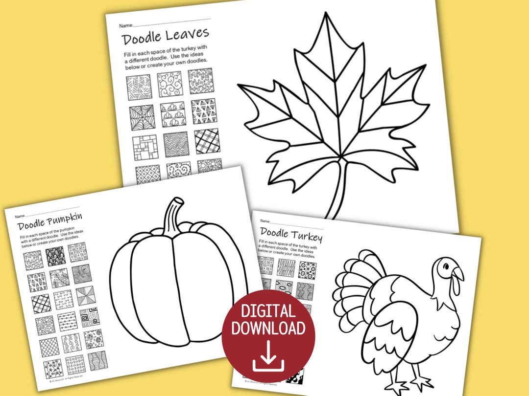 Patterns and Art Designs for Fall Doodling or Zentangle Drawing - Etsy