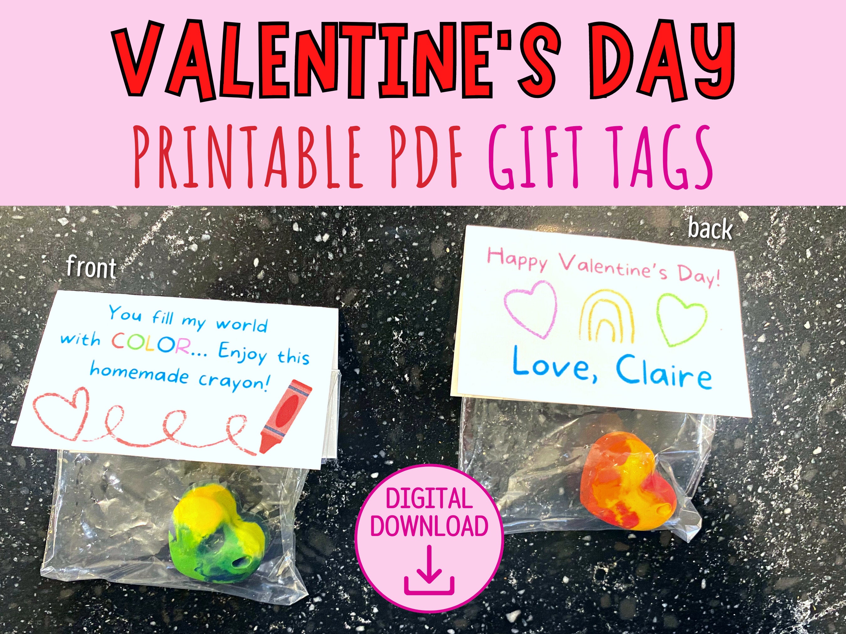 Crayon Valentine Gift Tag - Printable Valentine's Card for Homemade ...