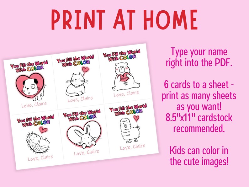 Printable Crayon Valentine Gift Tags – Coloring Page Cards (PDF ...