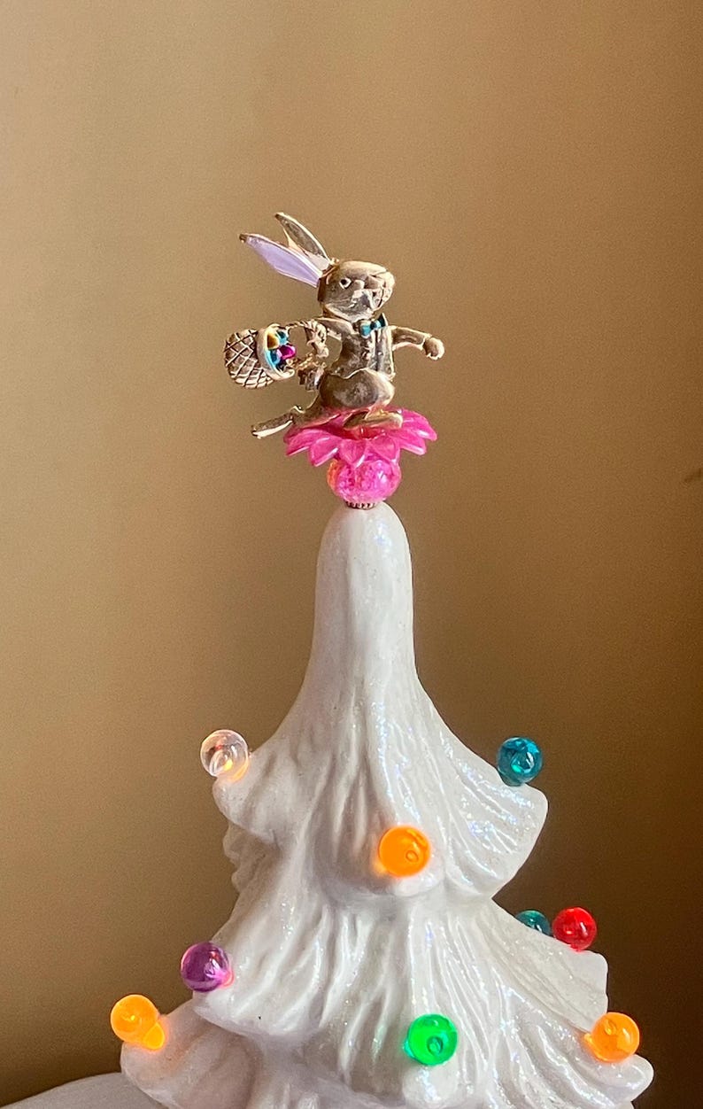 Easter Bunny W/flower Topper for Ceramic Tree - Etsy