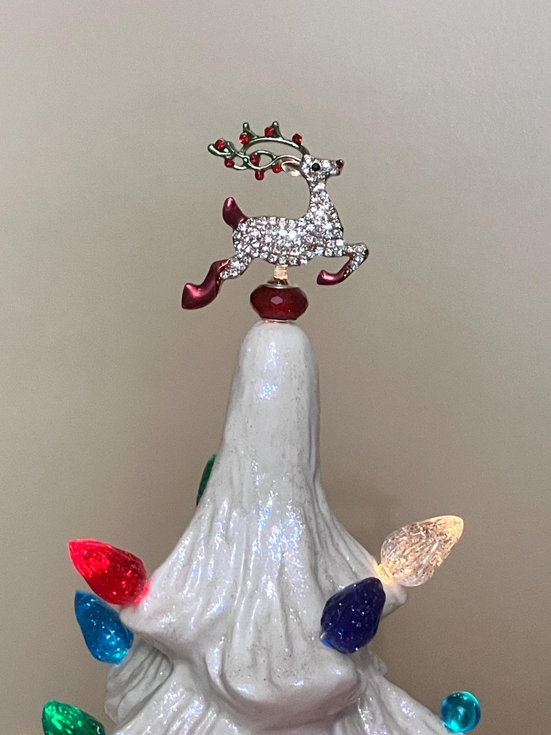 Rhinestone Reindeer Topper for Ceramic Tree - Etsy