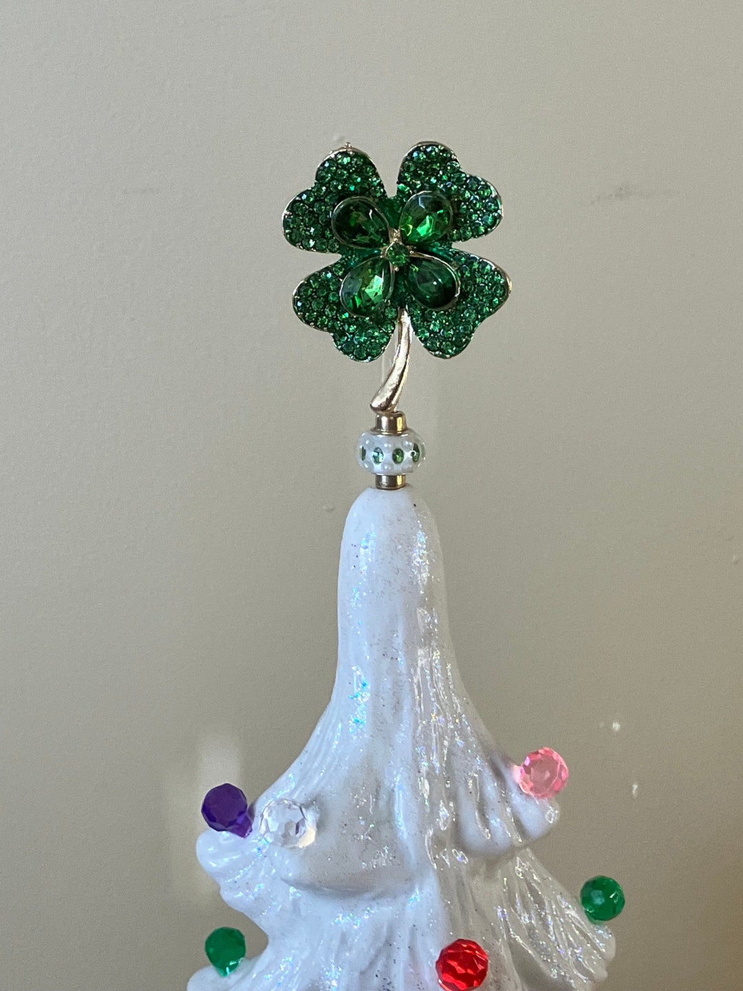 Green Jeweled 4-leaf Clover Tree Topper for Ceramic Trees - Etsy