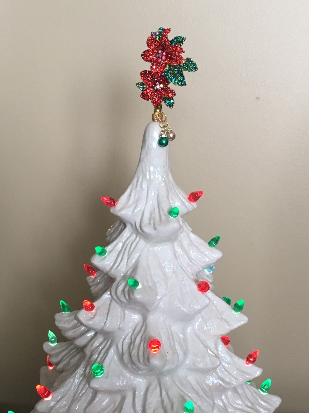 Rhinestone Poinsettia Topper for Ceramic Trees - Etsy