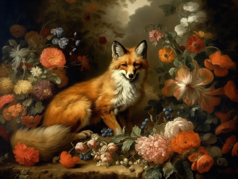 Fox in the Garden II | Fox Painting | Oil Painting | Wall Art | Matte ...
