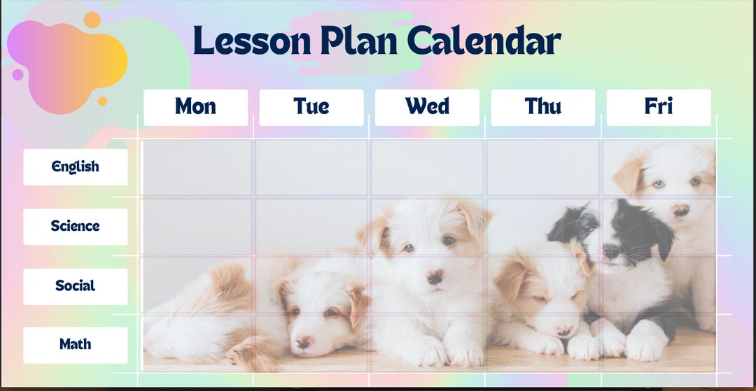 Puppy Teacher Weekly Lesson Plan - Etsy