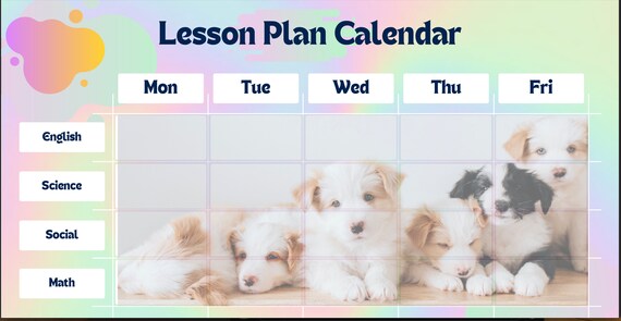Puppy Teacher Weekly Lesson Plan | Etsy