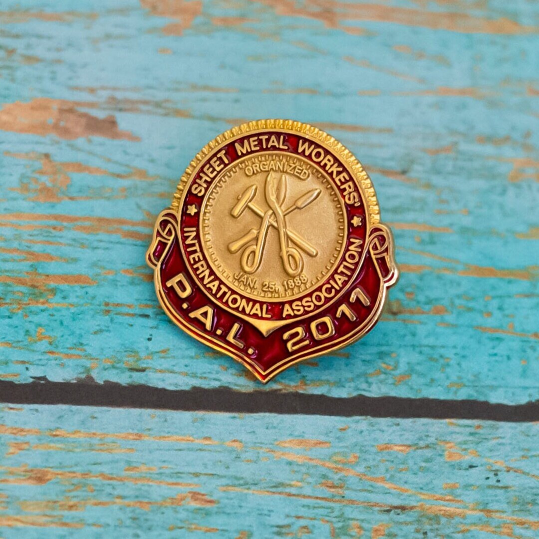 Vintage Sheet Metal Workers Gold Tone Emblem Crest Pin - P26 - Etsy