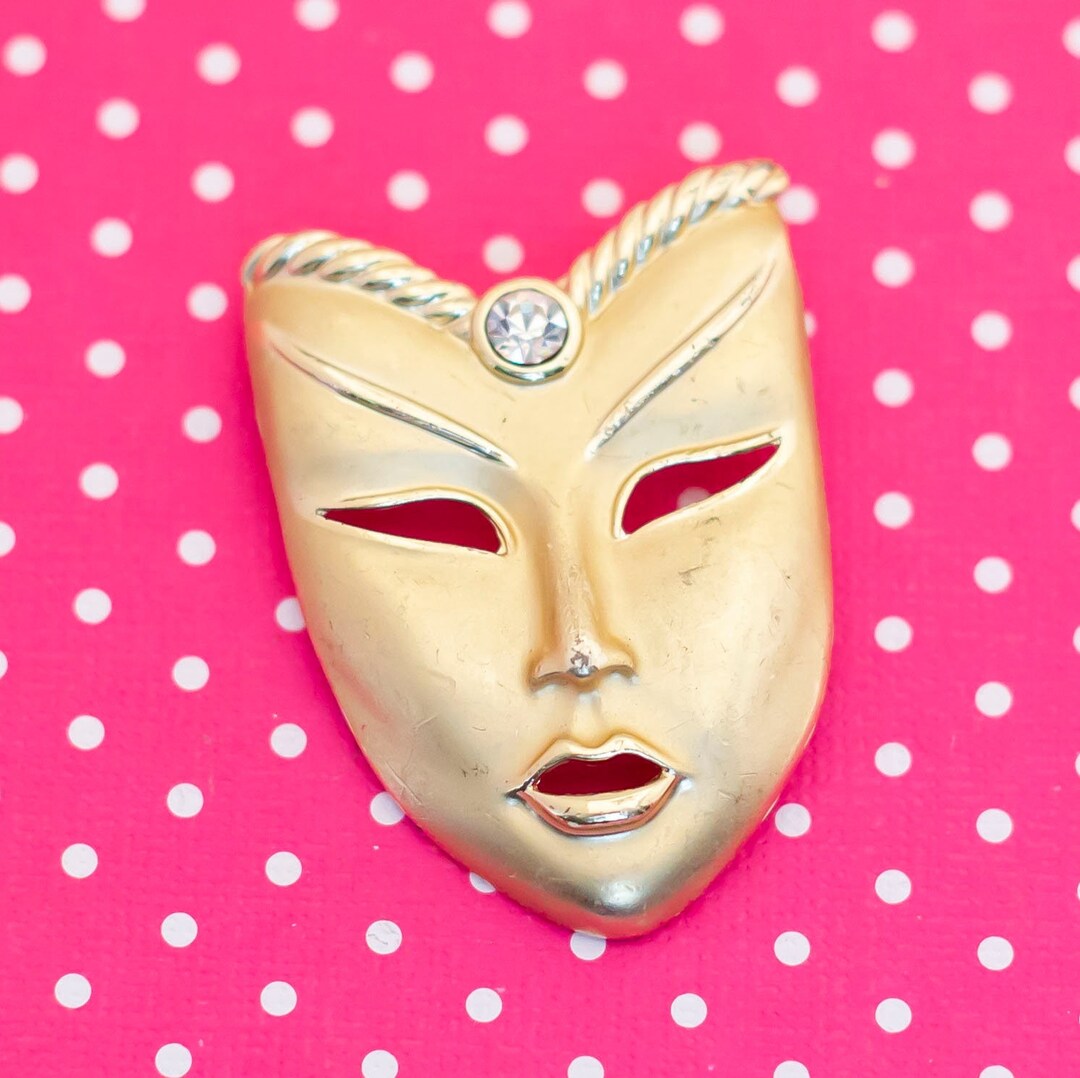 Vintage Golden Opera Mask Brooch - P13 - Etsy