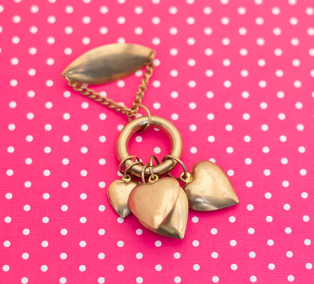 Broche vintage Dangling Hearts Gold Tone - P5 - Etsy France