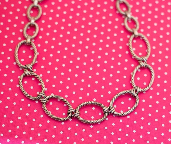 Vintage Large Rope Circles Necklace 20 inch - P6 - Gem