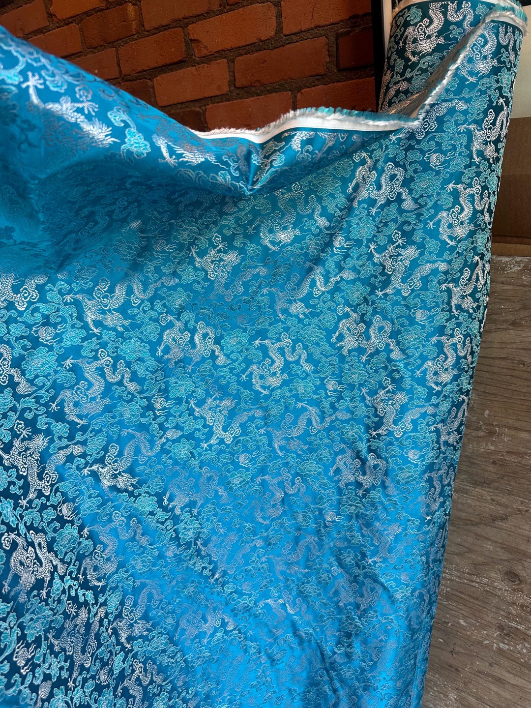 Brocade Dragon Turquoise Jacquard - Etsy