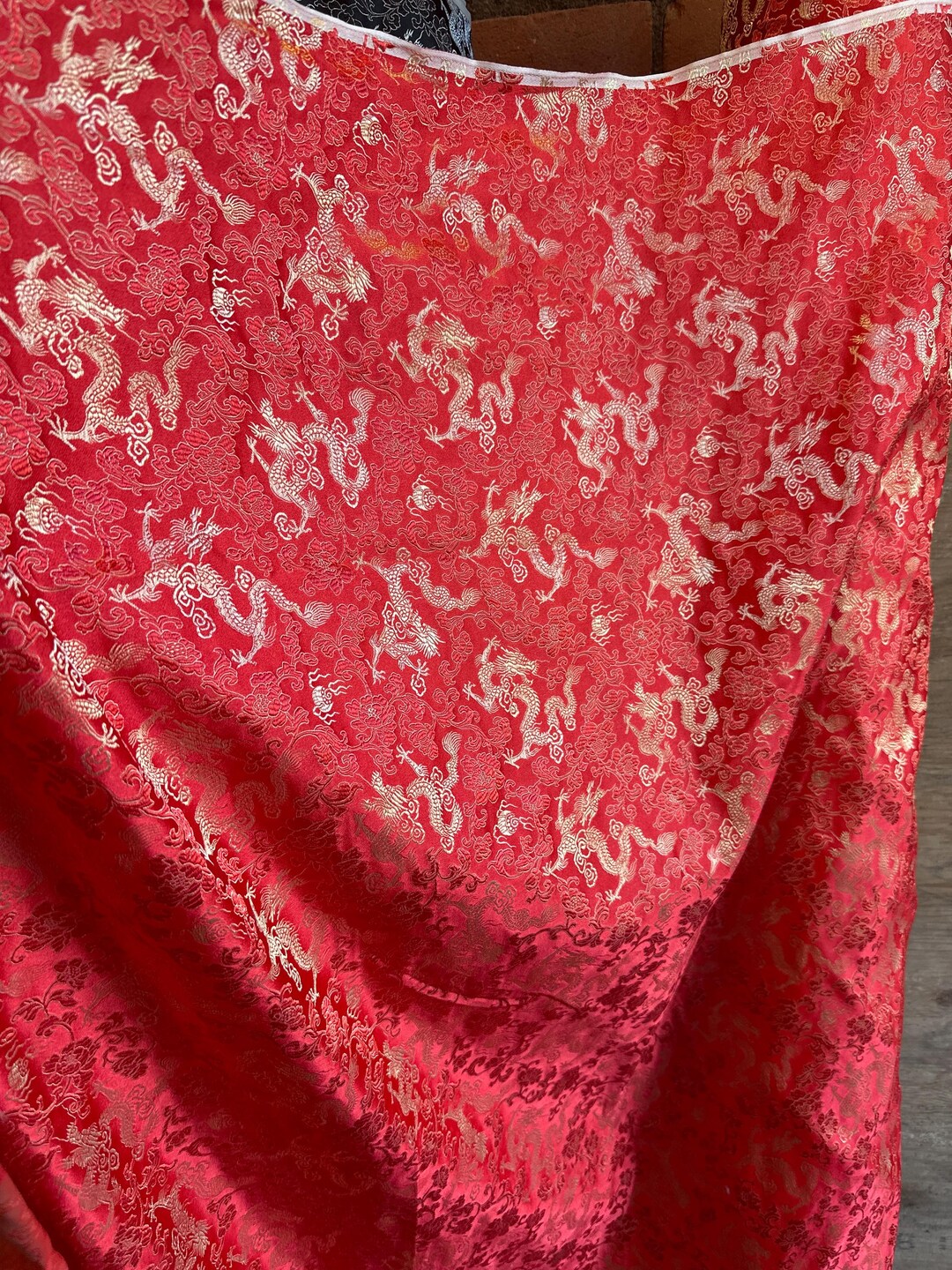 Brocade Dragon Red With Gold Dragon Jacquard - Etsy
