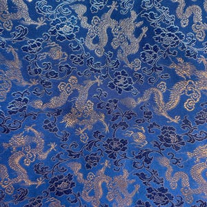 Brocade Dragon Blue Jacquard - Etsy