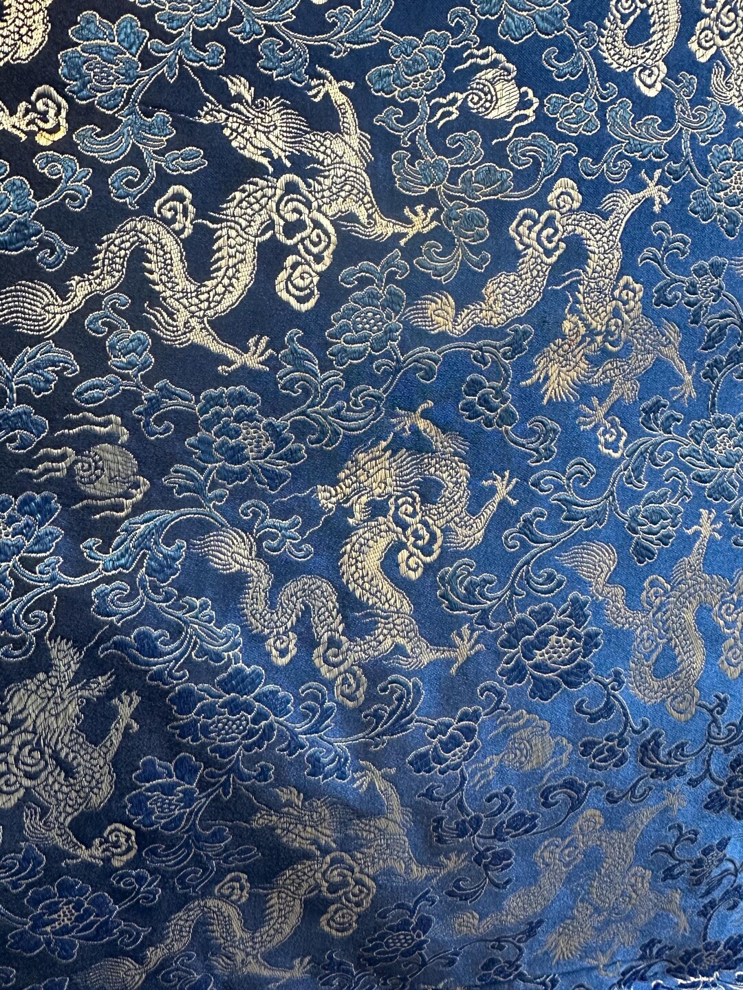 Brocade Dragon Blue Jacquard - Etsy