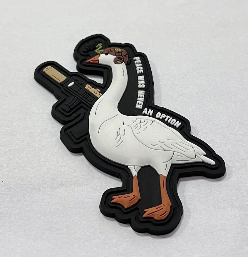 Peace Was Never an Option Tactical Goose PVC Morale Patch Armed Goose in Gear, Funny Military ...