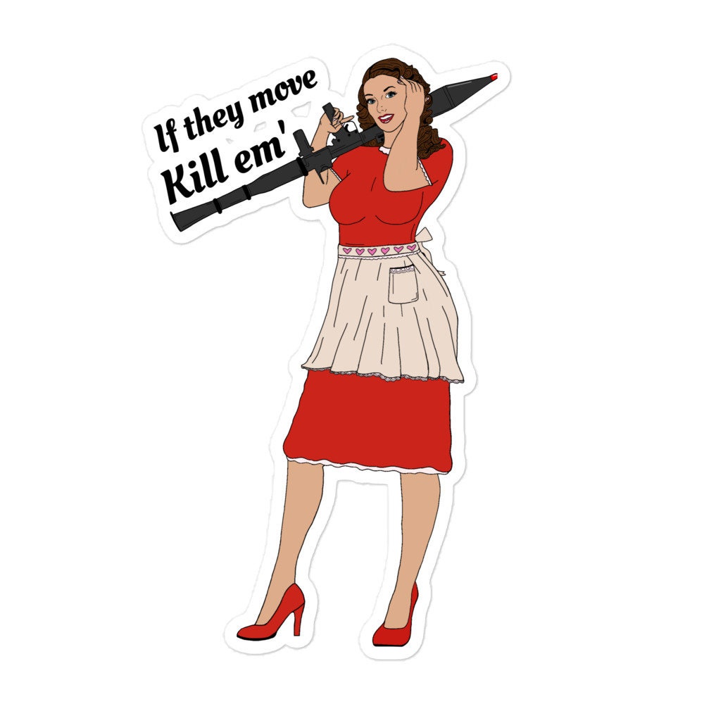 50s Pinup Girl With RPG Vinyl Sticker Edgy Retro Art, Bold Statement ...