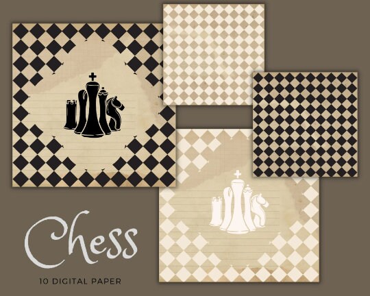 Chess Digital Paper, Checkmate Digital File, Chessboard, Checkmate ...