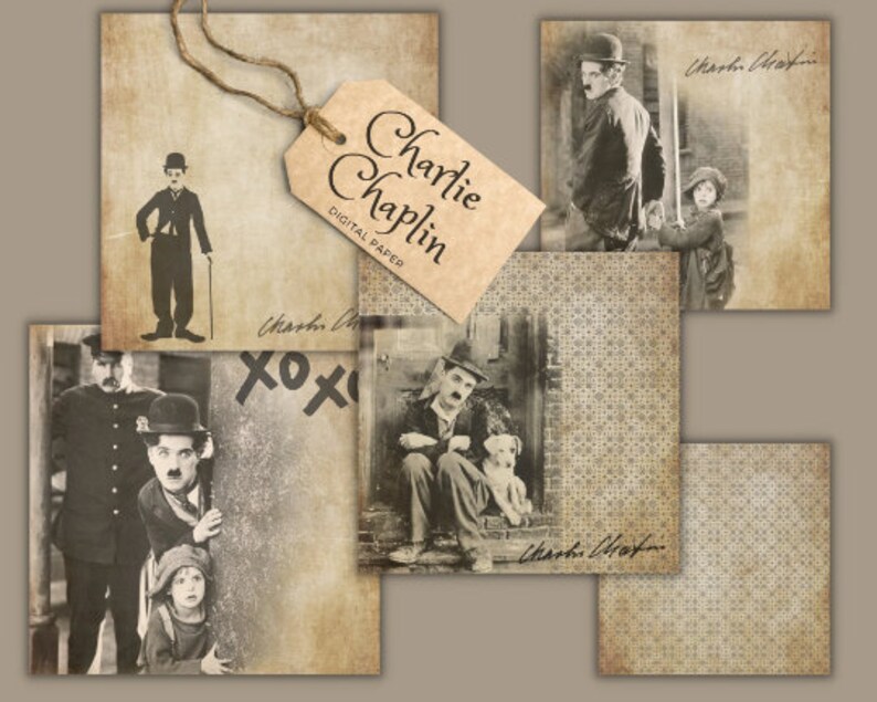 Charlie Chaplin Digital Paper, Vintage Paper, Retro Paper, Vintage ...