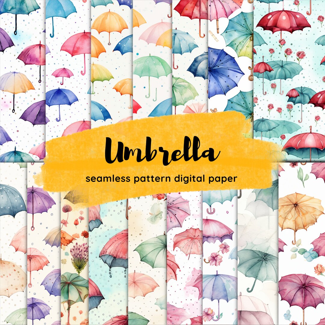Umbrella Seamless Pattern Digital Paper, Rain Paper - Etsy