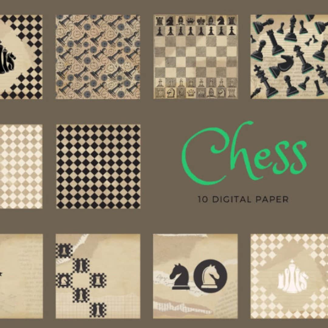 Chess Digital Paper, Checkmate Digital File, Chessboard, Checkmate ...