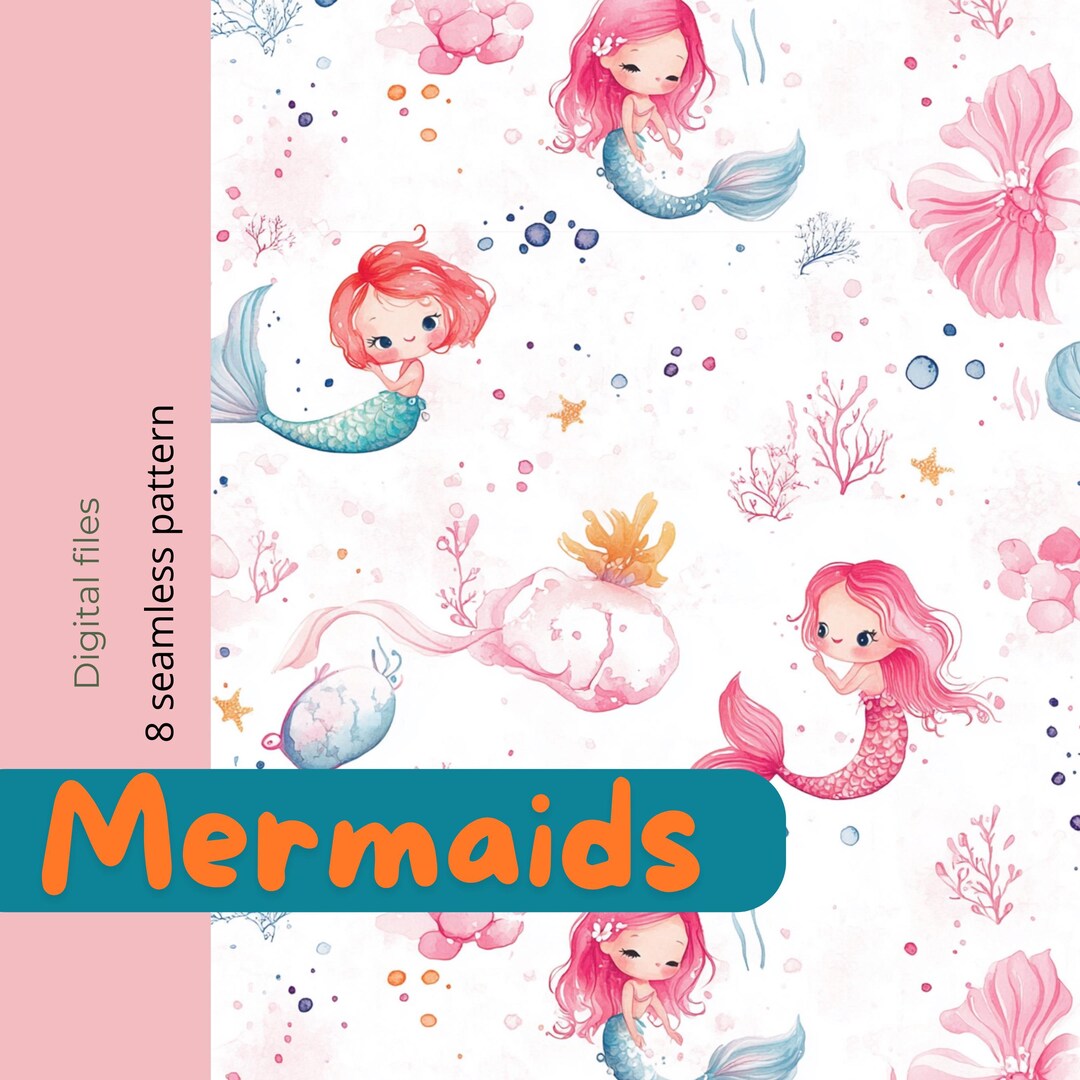 The Little Mermaid Seamless Pattern Digital Paper - Etsy