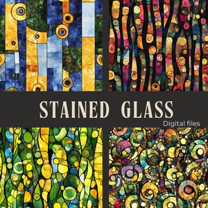 Stained Glass Seamless Pattern Digital Paper - Etsy