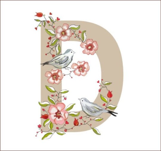 Romantic Alphabet,flowers and Birds Alphabet Png,handmade Letters ...