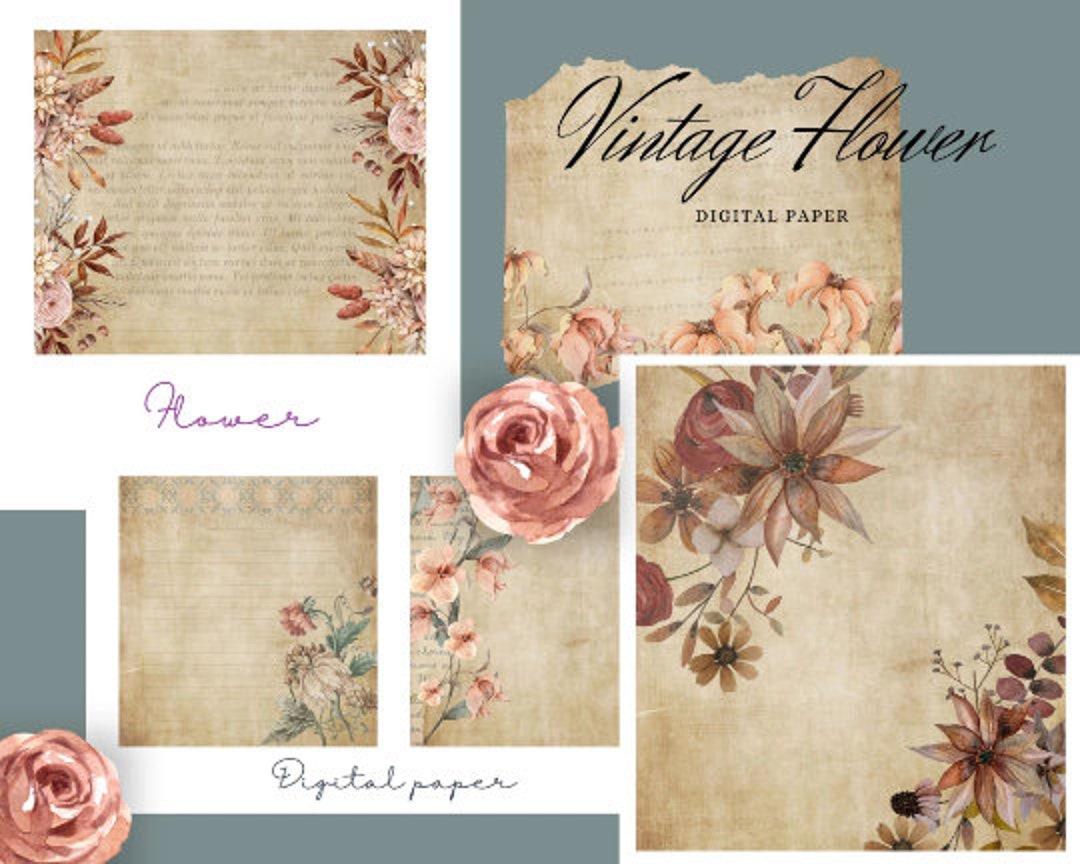 Old Paper With Beautiful Flowers, Vintage Flowers, Dried Flowers ...