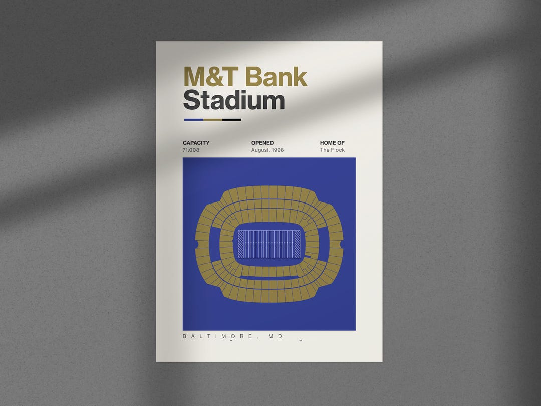 M&T Bank Stadium Map Mid Century Modern Premium Wall Art Poster Print ...