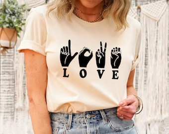 American Sign Language Heartbeat Love Shirt, ASL Shirt, ASL Teacher ...