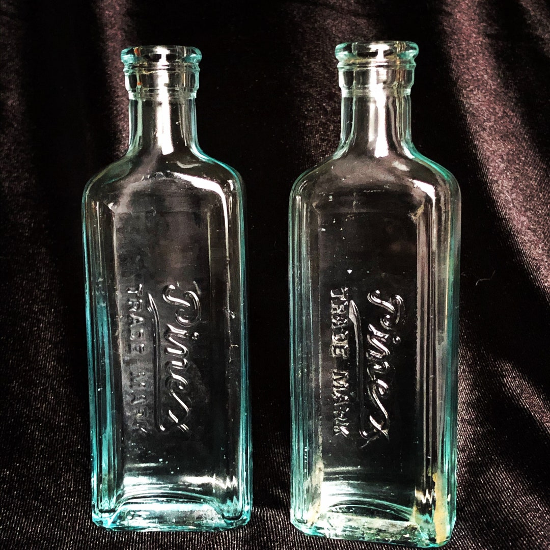 Pair of Vintage Embossed Aqua Pinex Cough Syrup Medicine Pharmacy ...