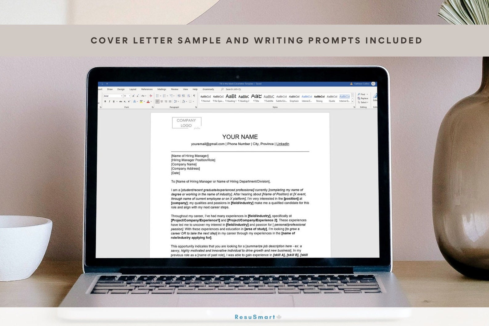 Fill in the Blank Cover Letter Template for Google Docs OR MS - Etsy
