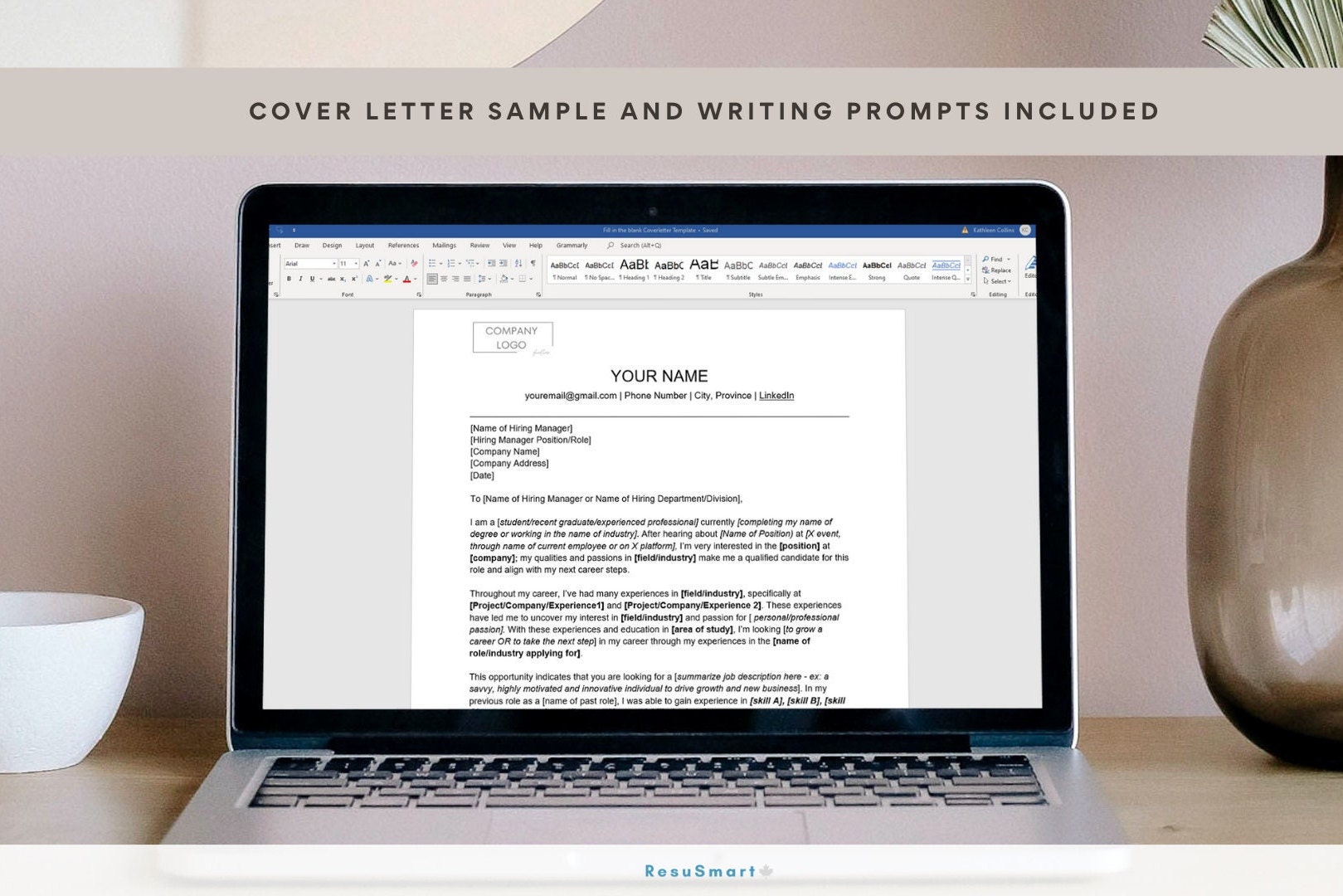 Fill in the Blank Cover Letter Template for Google Docs OR MS - Etsy