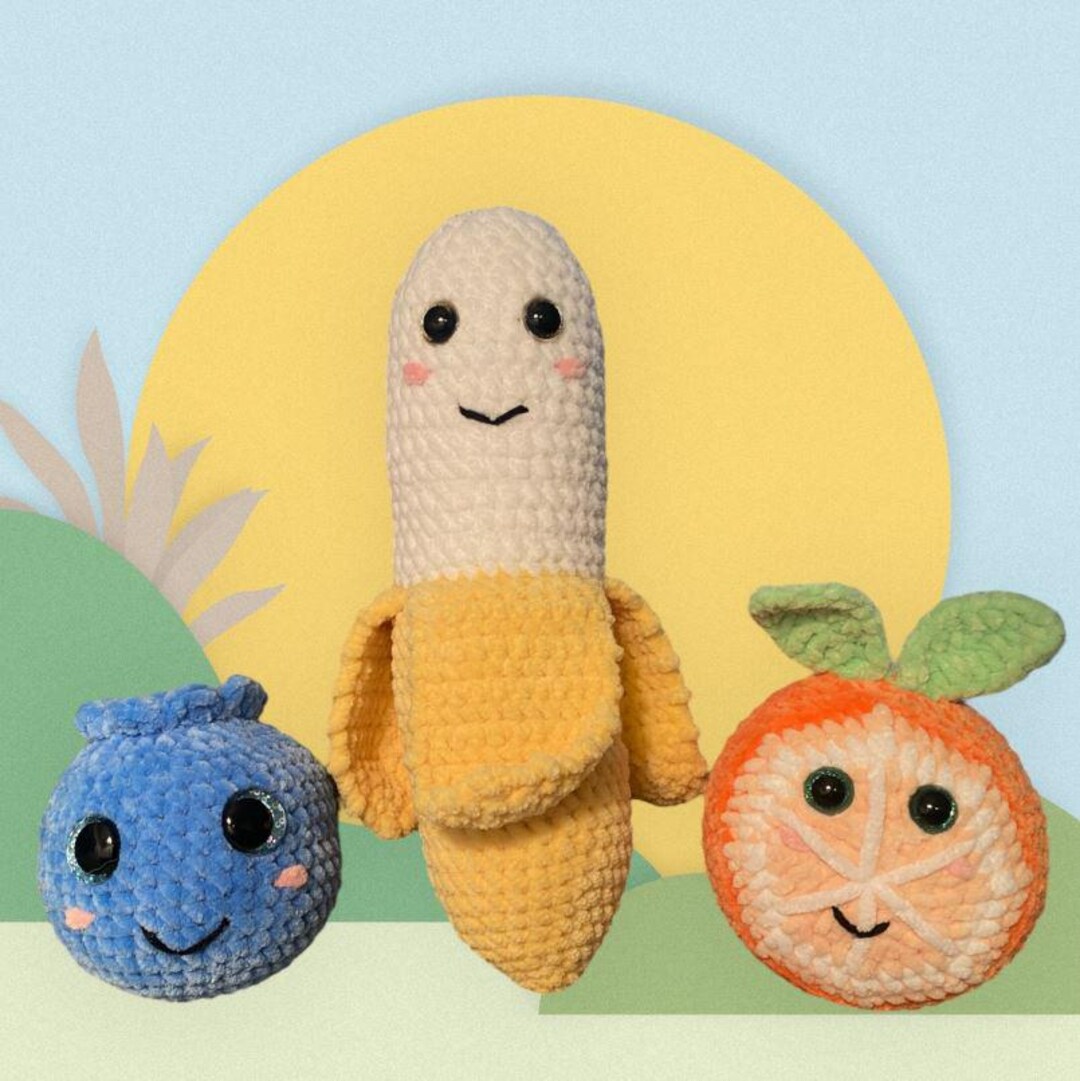 Jumbo Fruits Trio Plushies Digital Crochet Pattern PDF - Etsy