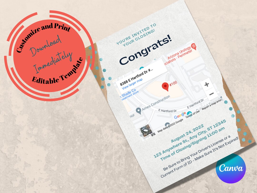 Real Estate Client Closing Invitation, Real Estate Marketing, Real ...