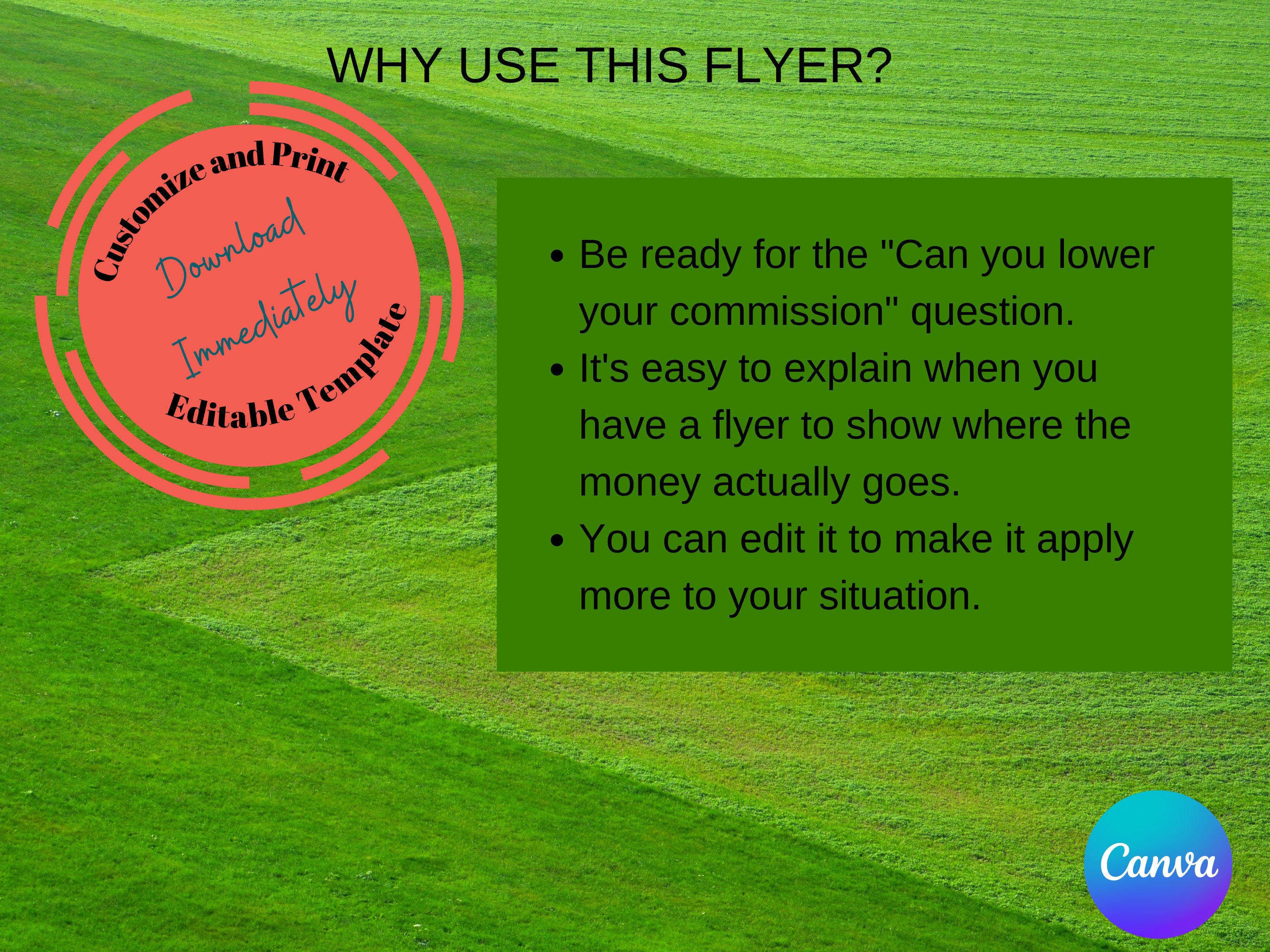 Real Estate Agent Commission Flyer, Real Estate Marketing, Real Estate ...