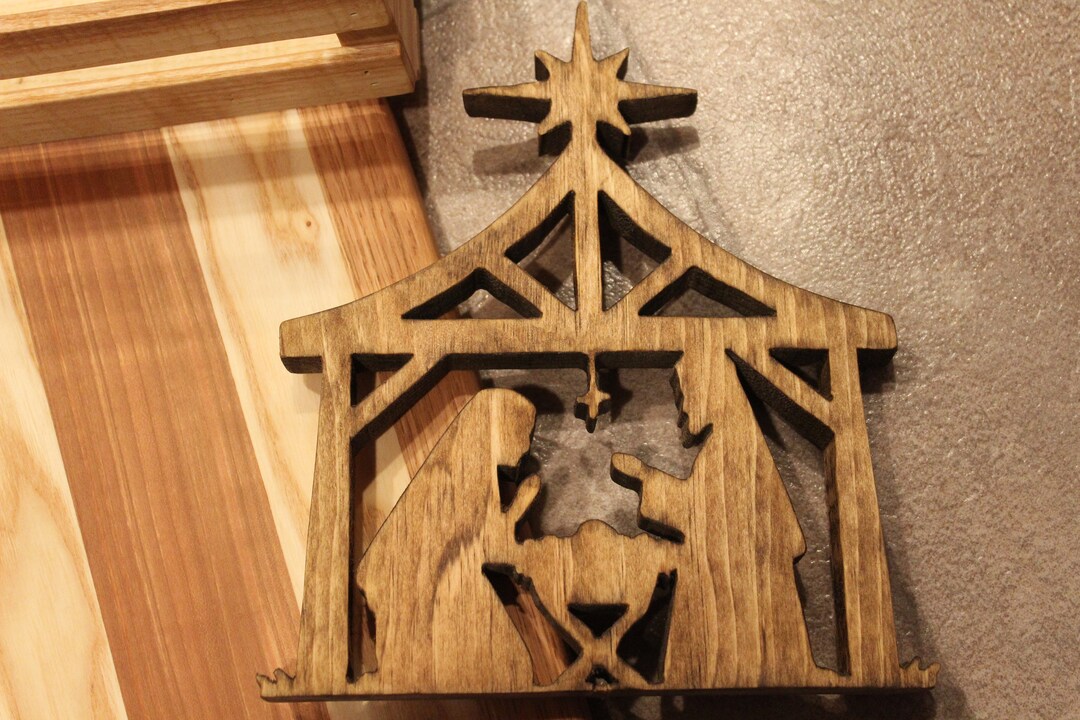Handcrafted Wooden Manger Scene - Etsy