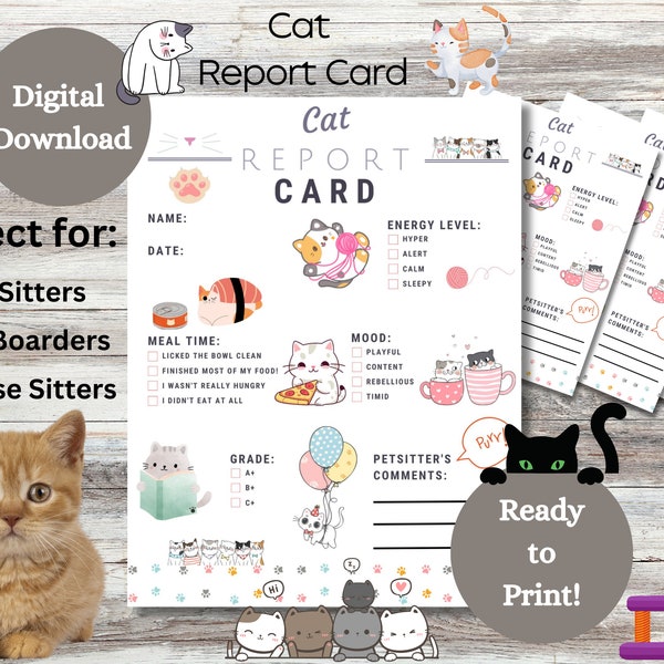 Cat Boarding Report Card - Etsy
