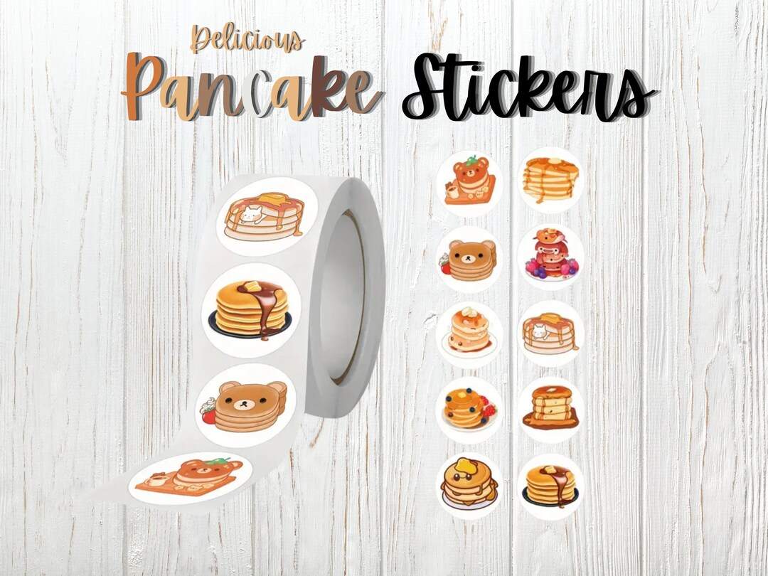 0.92" Pancake Stickers, Cute Food Party Favor, Kid Birthday Decor, Baby ...
