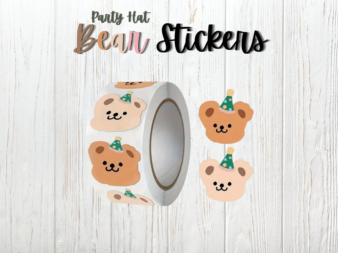 0.75" Bear Stickers, Teddy Bear Party Favor, Cute Kid Birthday Decor ...