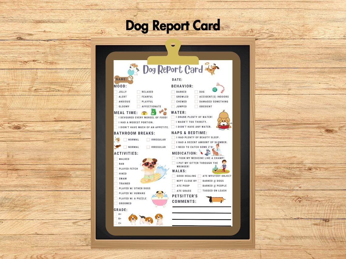 Dog Report Card Template, Instant Download Puppy Report Card, Dog ...