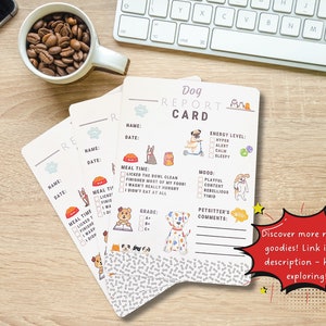 Dog Report Card Template, Instant Download Pet Report Card, Dog Walking ...